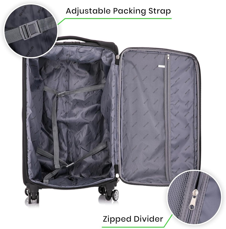 4 Wheel Suitcase Large XL Medium Cabin Expandable Lightweight Soft ...