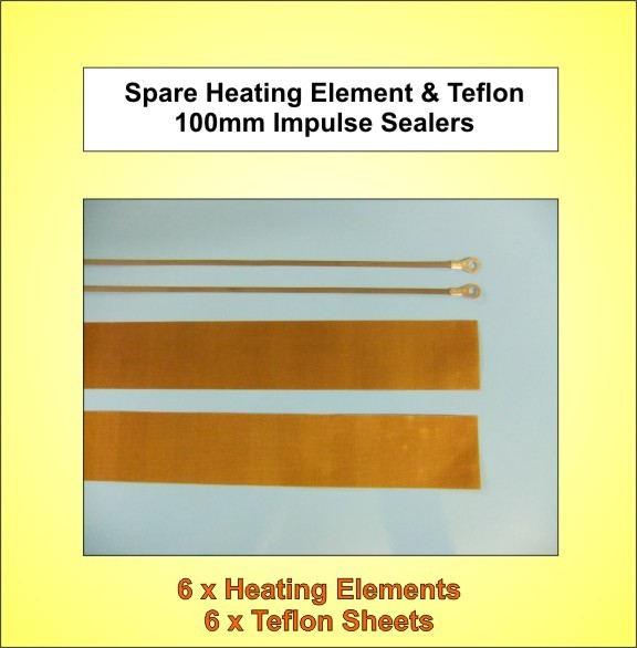 6x Brand New - 100mm Spare Heating Elements & Teflon Strips for Impulse ...