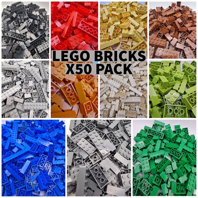 LEGO Brick Bundle x50 PACK, 2x2 2x3 2x4+ Random Basic Sizes LOT ...