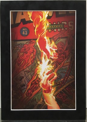 THE HUMAN TORCH By ALEX ROSS Matted Print Dynamite Comics Marvel WWII ...