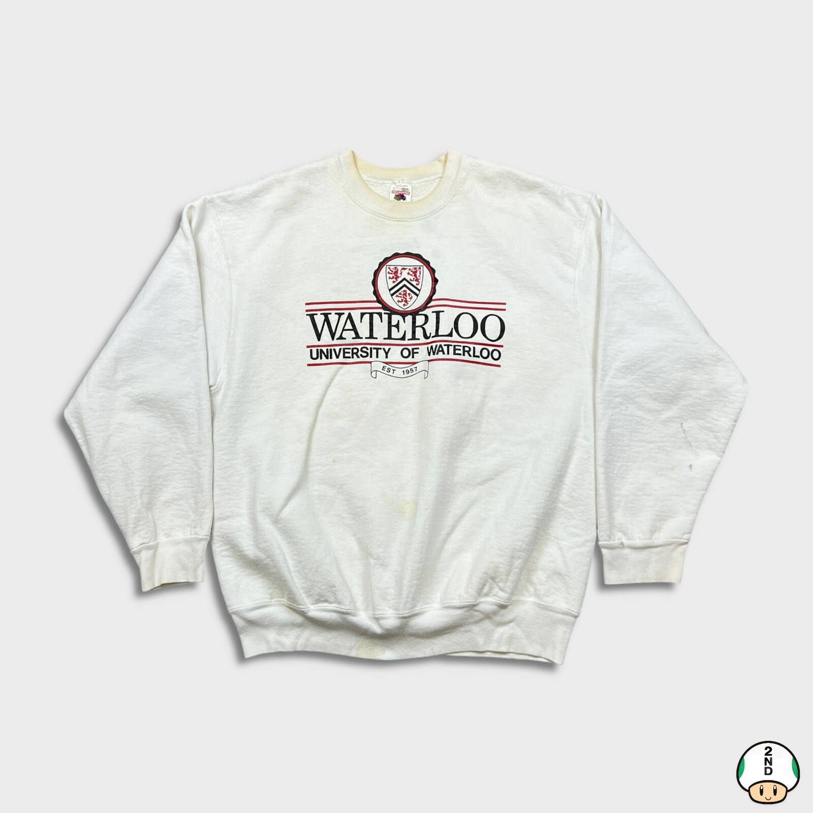 Vintage University of Waterloo Sweatshirt Mens Large White Pullover 90s ...