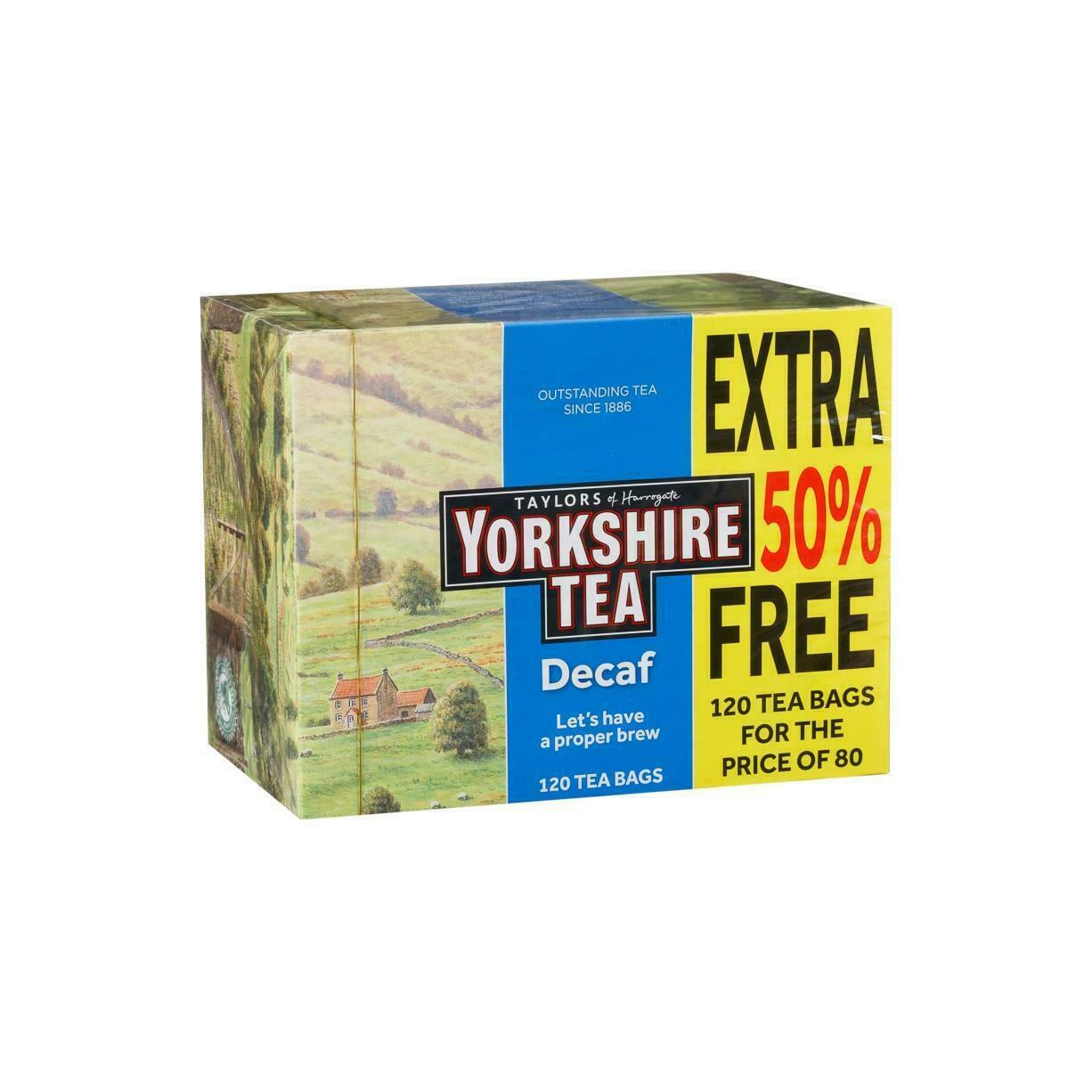 Yorkshire Tea Decaffeinated 120 Tea Bags Box | eBay