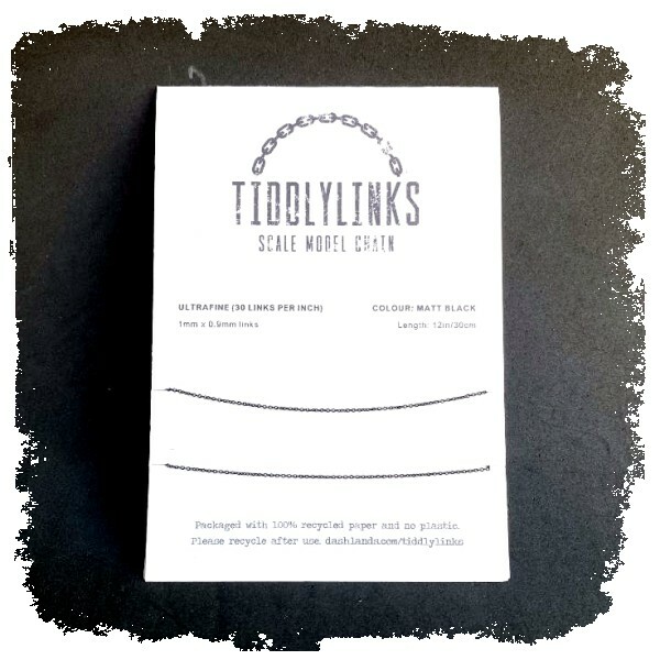 Micro Scale Model Chain - 12" Matt Black 1 x 0.9mm 30/40 links per inch ...