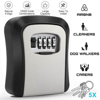 WALL MOUNTED KEY SAFE 4 DIGIT COMBINATION KEY SAFE OUTDOOR SECURITY KEY ...