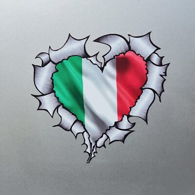 Italy Italian Flag Heart Ripped Metal Vinyl Sticker Decal 107x102mm | eBay