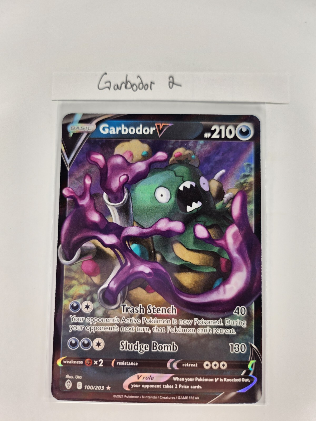 Garbodor V - 100/203 Ultra Rare Evolving Skies NM MINT Toploader ...