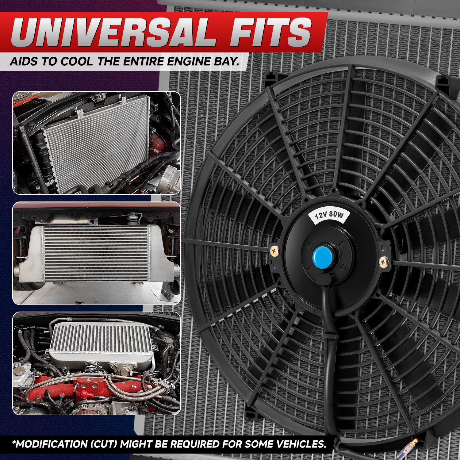 2X16" BLACK UNIVERSAL PERFORMANCE ELECTRIC RADIATOR COOLING FAN ...