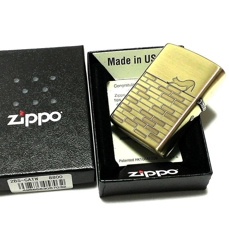 ZIPPO Lighter cute cat ZIPPO cat brick cat cute stylish brass antique ...