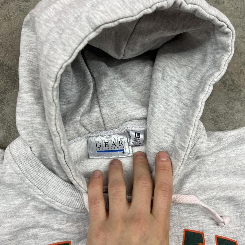 vintage university of miami hurricanes collegiate grey hoodie size ...