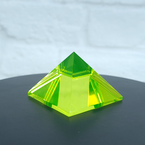 Uranium Vaseline Yellow Glass Pyramid Depression Glass Small Figurine ...