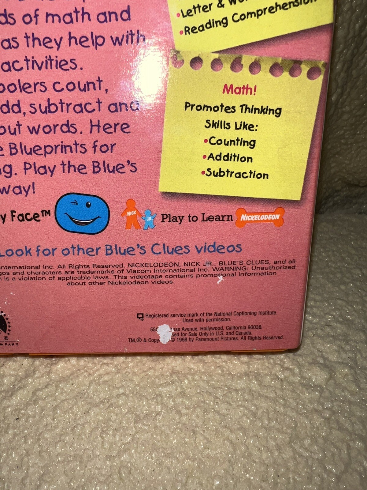 Blue’s Clues ABC’s and 123’s VHS 1999 Nickelodeon Nick Jr Cartoon ...