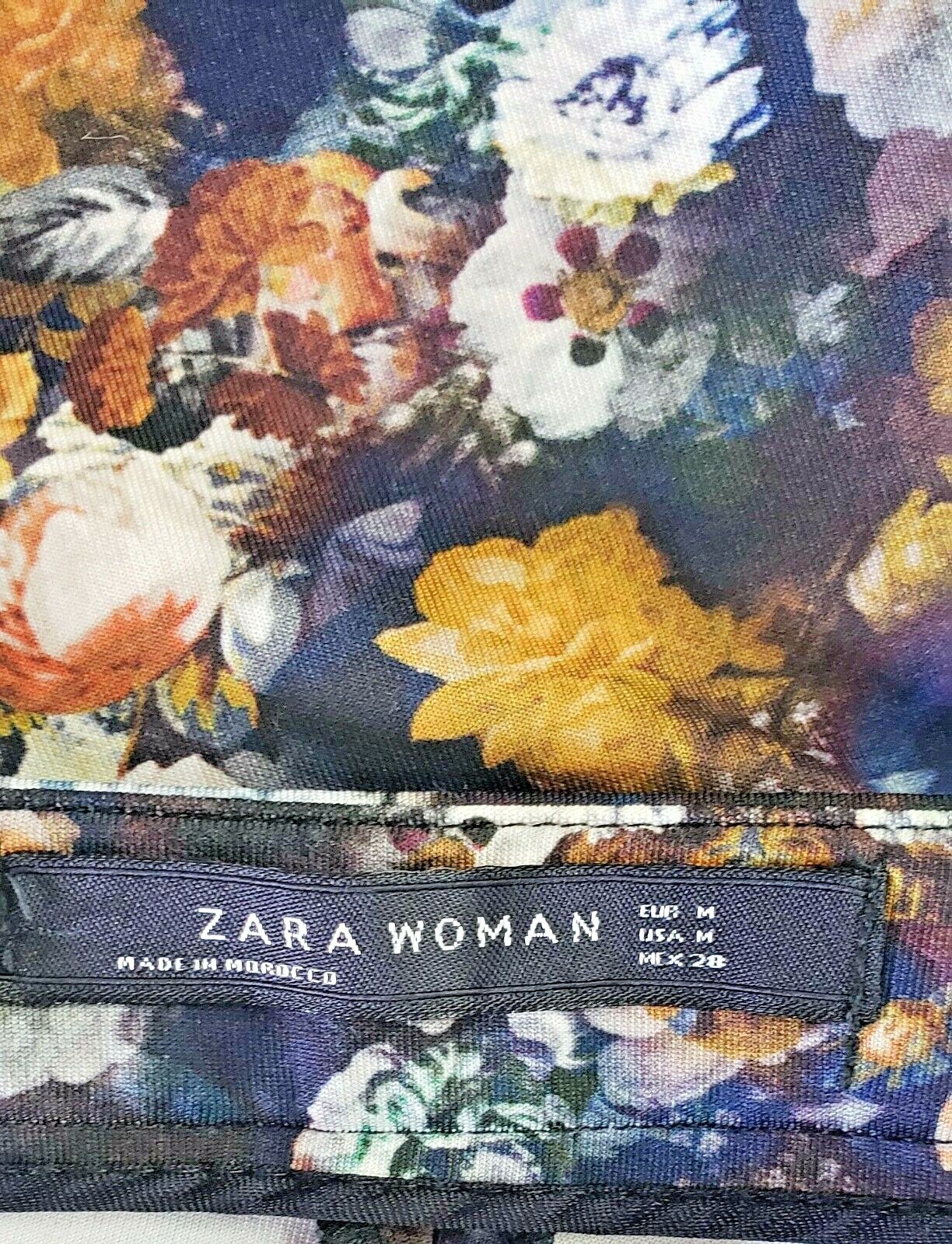 Zara Woman Floral Oil Painting Multicolor Pants Medium - Gem