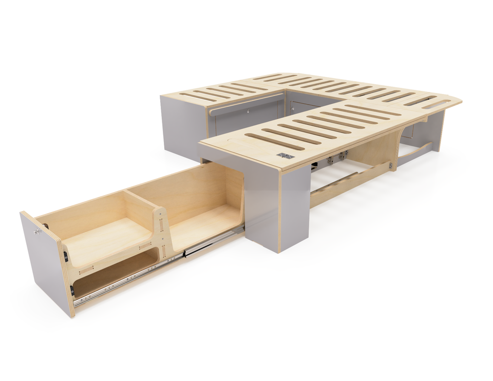 VW T5 T6 U Shape Bed System - Camper Van U-Shape Beds with Cabinet ...