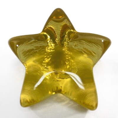 Fire & Light Citrus Yellow Star 1.75" Paperweight Recycled Glass Signed ...