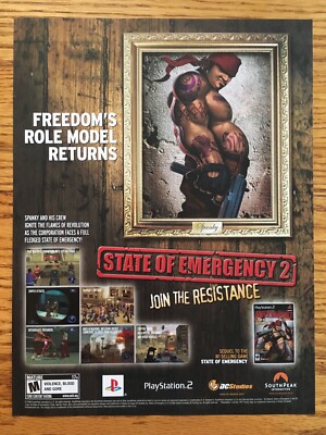 State of Emergency 2 PS2 Playstation 2 2006 Vintage Game Poster Ad Art ...