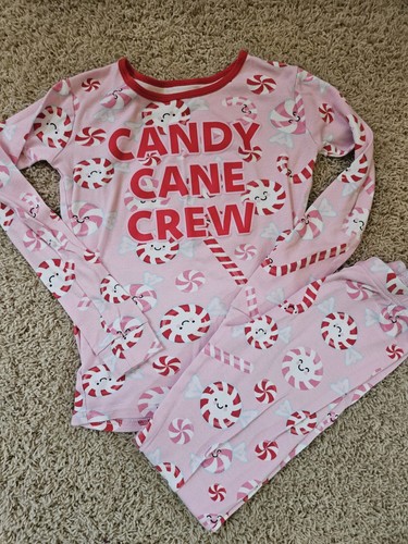Girls Candy Cane Pink Red 2 Piece Pajama Set Size 10 | eBay