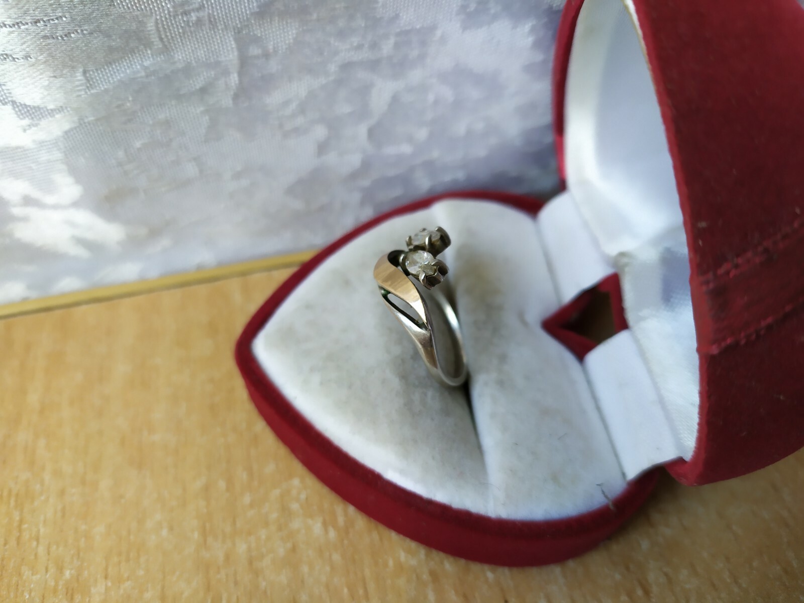 Vintage Ring size 7 SILVER 875 and GOLD stamp 375 Ukraine white stone ...