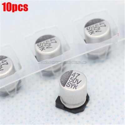 10Pcs Aluminum 6*7M M 47Uf 50V Smd Electrolytic Capacitor New Ic rp ...