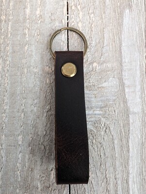 Leather Belt Loop Keychain or Traditional Keychain with Keyring (Brown ...