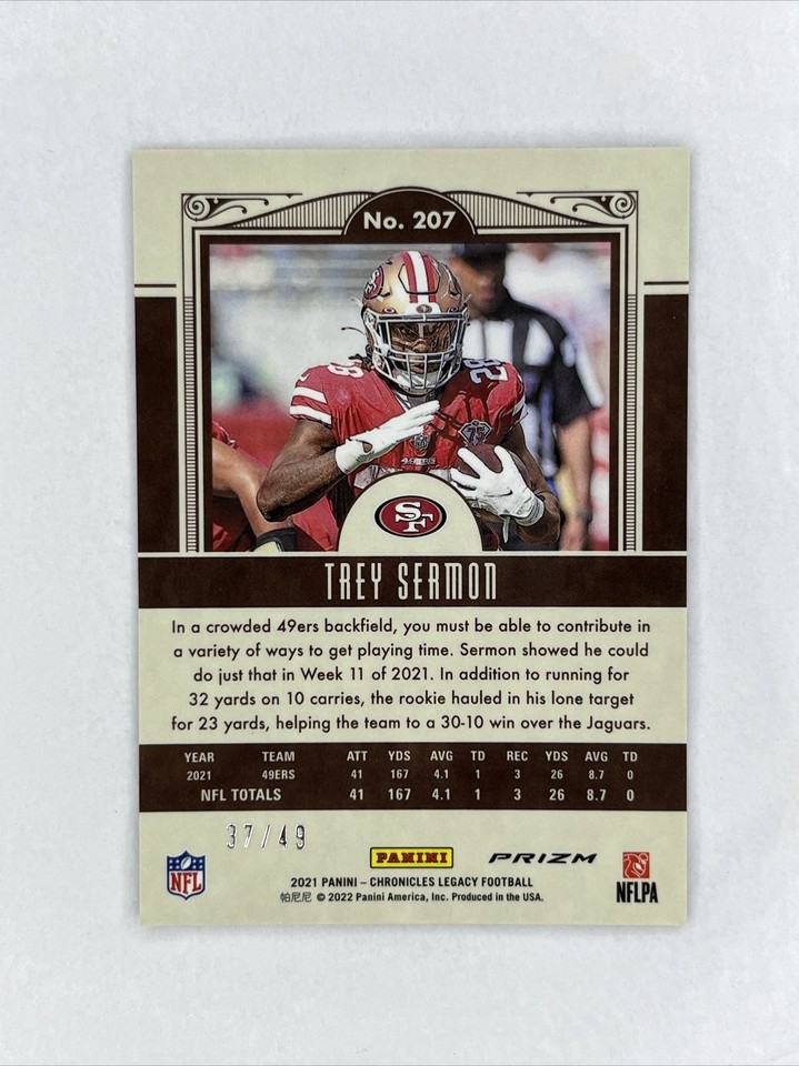 2021 Panini Chronicles Legacy Update Rookies Green /49 Trey Sermon ...