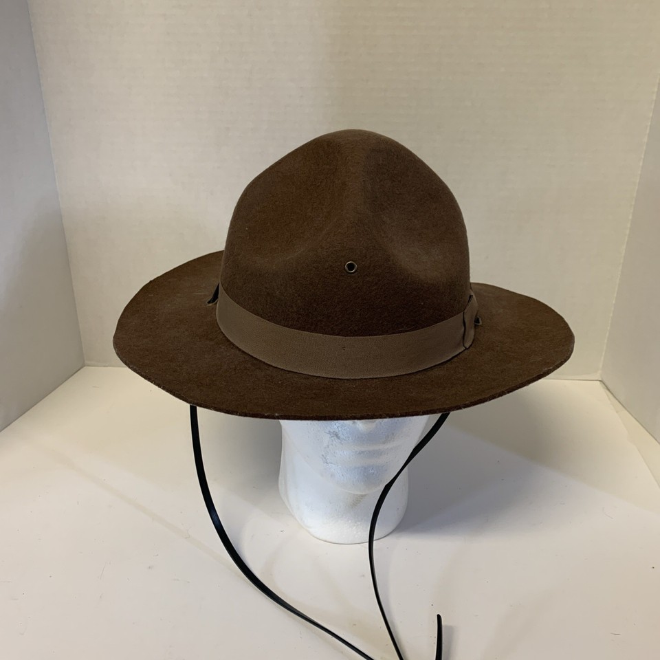 Military Campaign Hat Brown USMC Mens Adult Drill Sergeant Hat Sz S/M ...