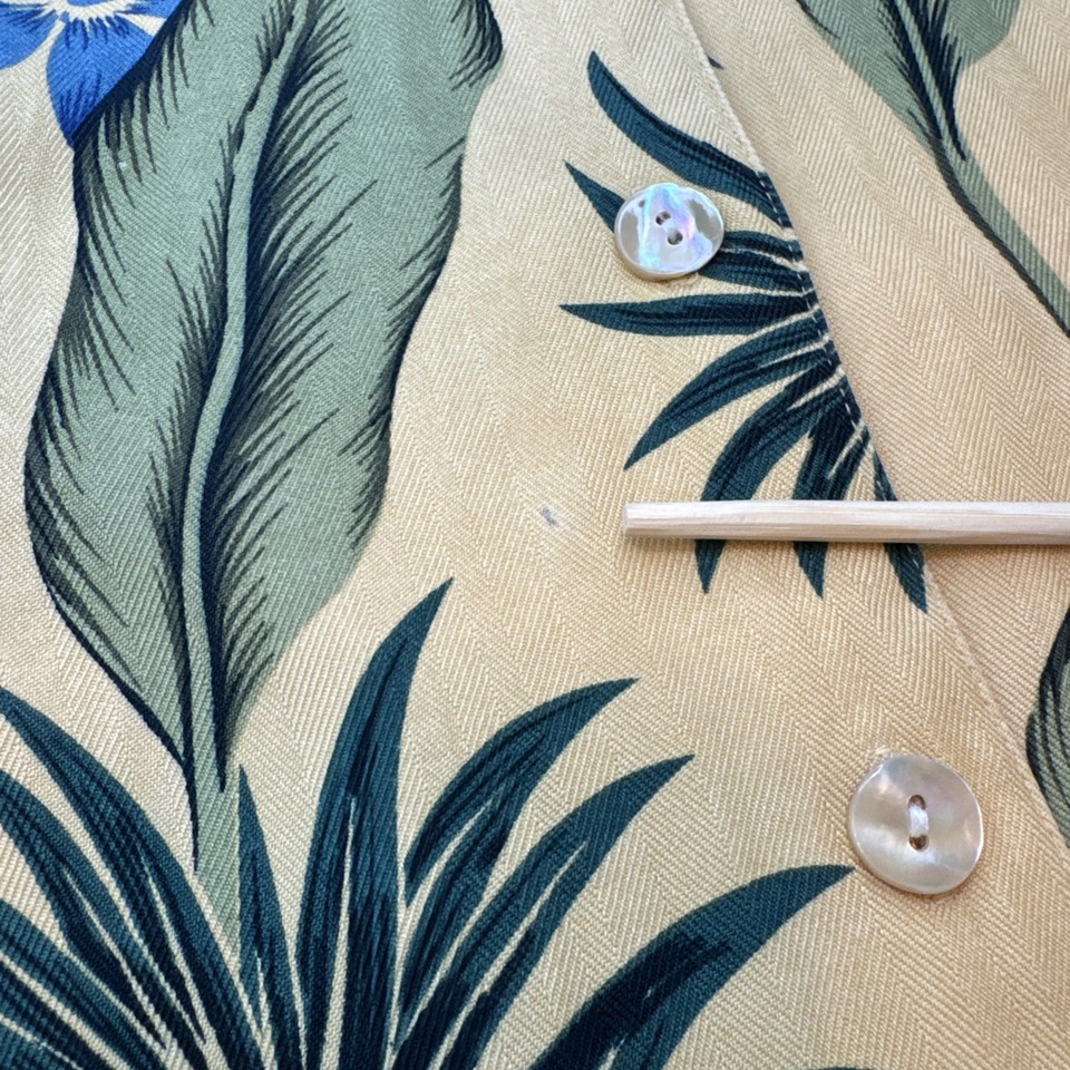 Pineapple Moon Womens M Silk Aloha Shirt Floral Mother of Pearl Buttons ...