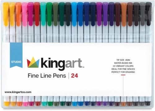 KINGART Fine Line Color Ink Pens, Set of 24 Unique Colors, Size 04 mm ...