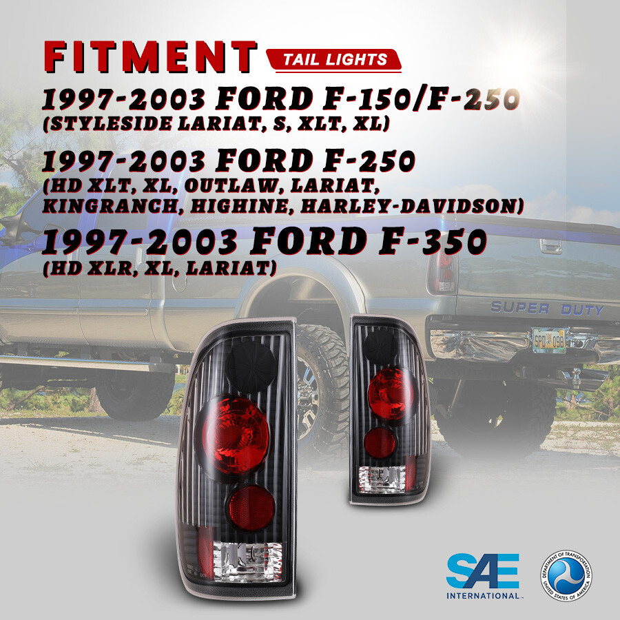 Tail Lights for 97-03 Ford F150/99-07 F250 F350 Super Duty Rear Lamp ...