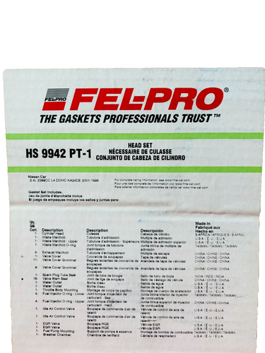Engine Cylinder Head Gasket Set Fel-Pro fits 96-01 Nissan Altima 2.4L ...