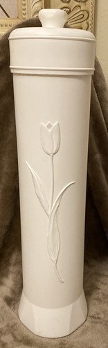 Vintage White Blow Mold Toilet Paper Holder White With Tulip EXI-PLAST ...