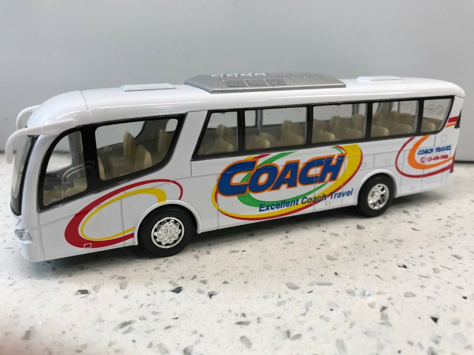 4PC SET: 7" Kinsmart Kinsfun Coach Tour Travel Diecast Model Toy Bus ...