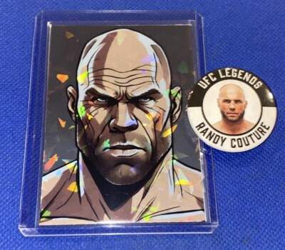 Randy Couture UFC Rare Fighter Pin Chip Coin & Custom Foil Trading Card ...