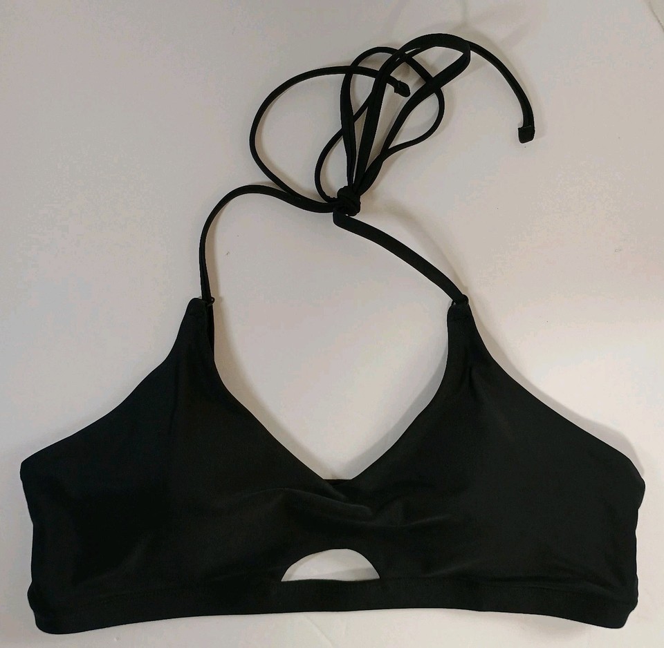 BALEAF Women's Sz 38 Black Triangle Bikini Top Modest Strappy Keyhole ...