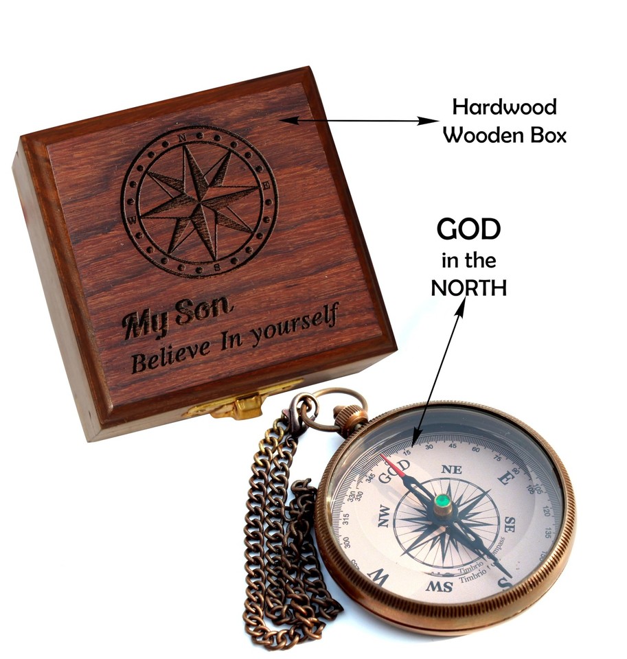 to My Son Compass with Wooden Box. Gift for Son from Mom Dad Father to ...