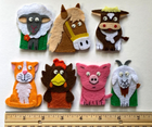 Animal Finger Puppets Barnyard Googly Eyes Felt set of 7 storytime ...
