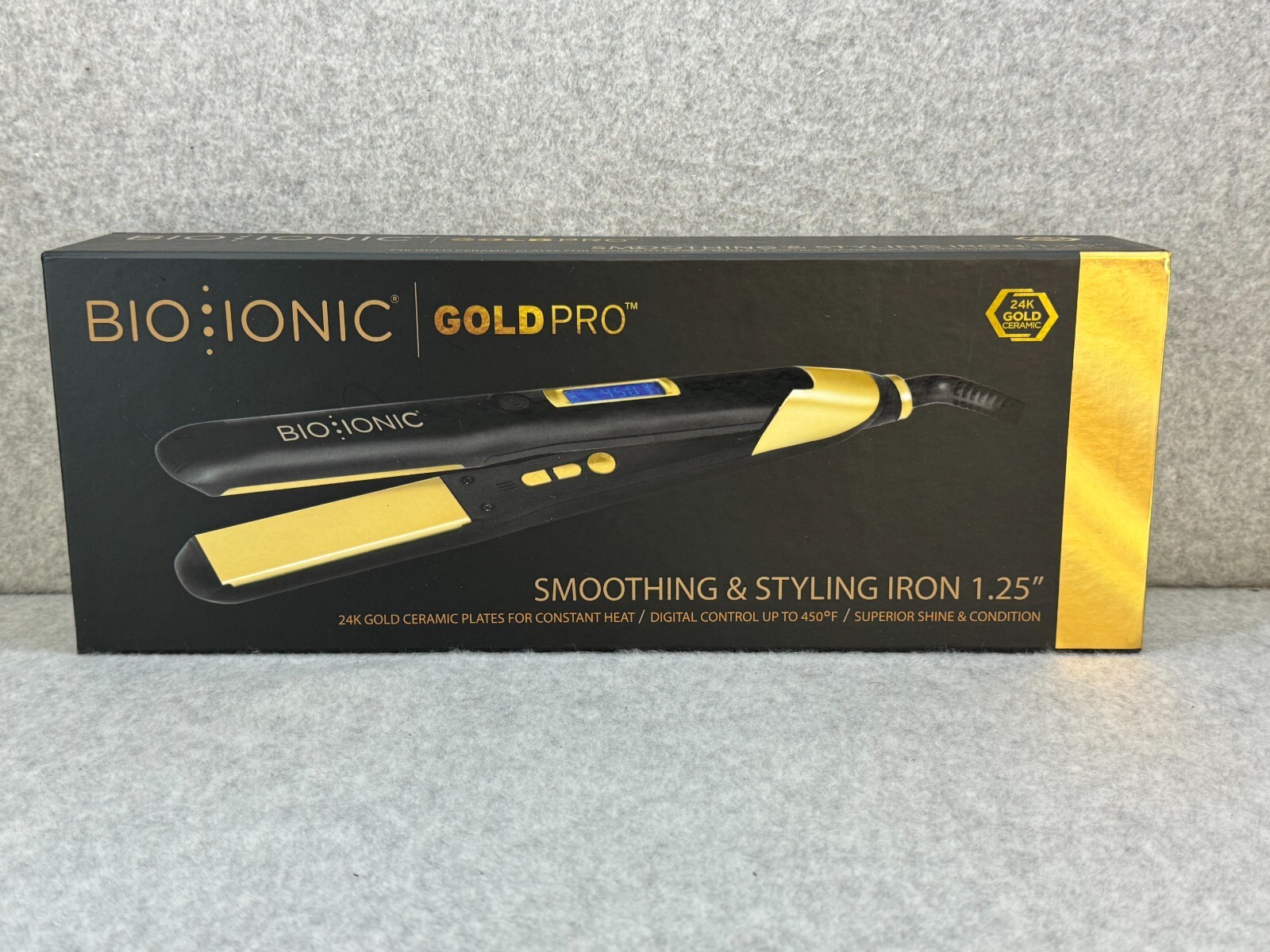 Bio Ionic Gold-Pro Smoothing Styling Iron 1.25 24k Gold Ceramic Plates ...