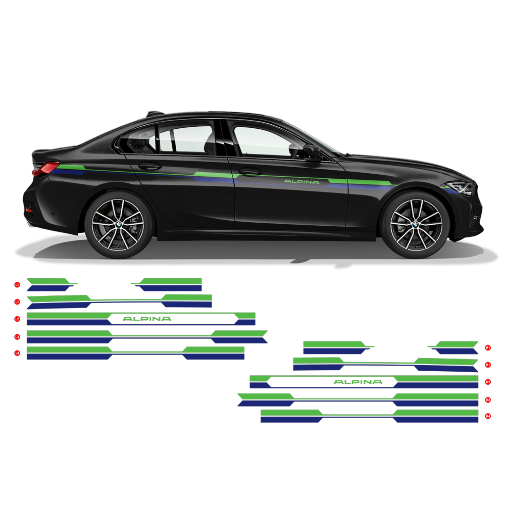ALPINA printed Racing Side Stripes SET for BMW 3 series and 4 series ...