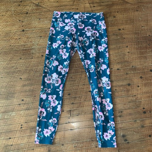 Fabletics pink floral teal Athleisure M workout leggings | eBay