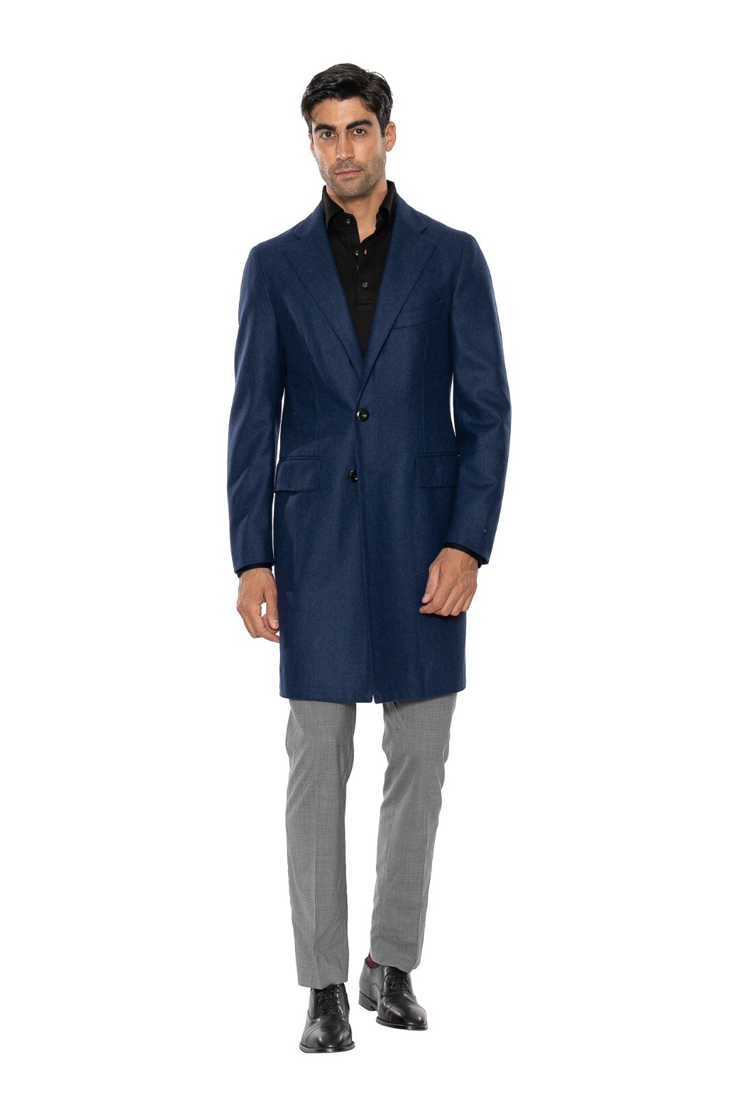 EIDOS by ISAIA NAPOLI Blue Overcoat Double Stitched Wool 38 US / 48 EU ...