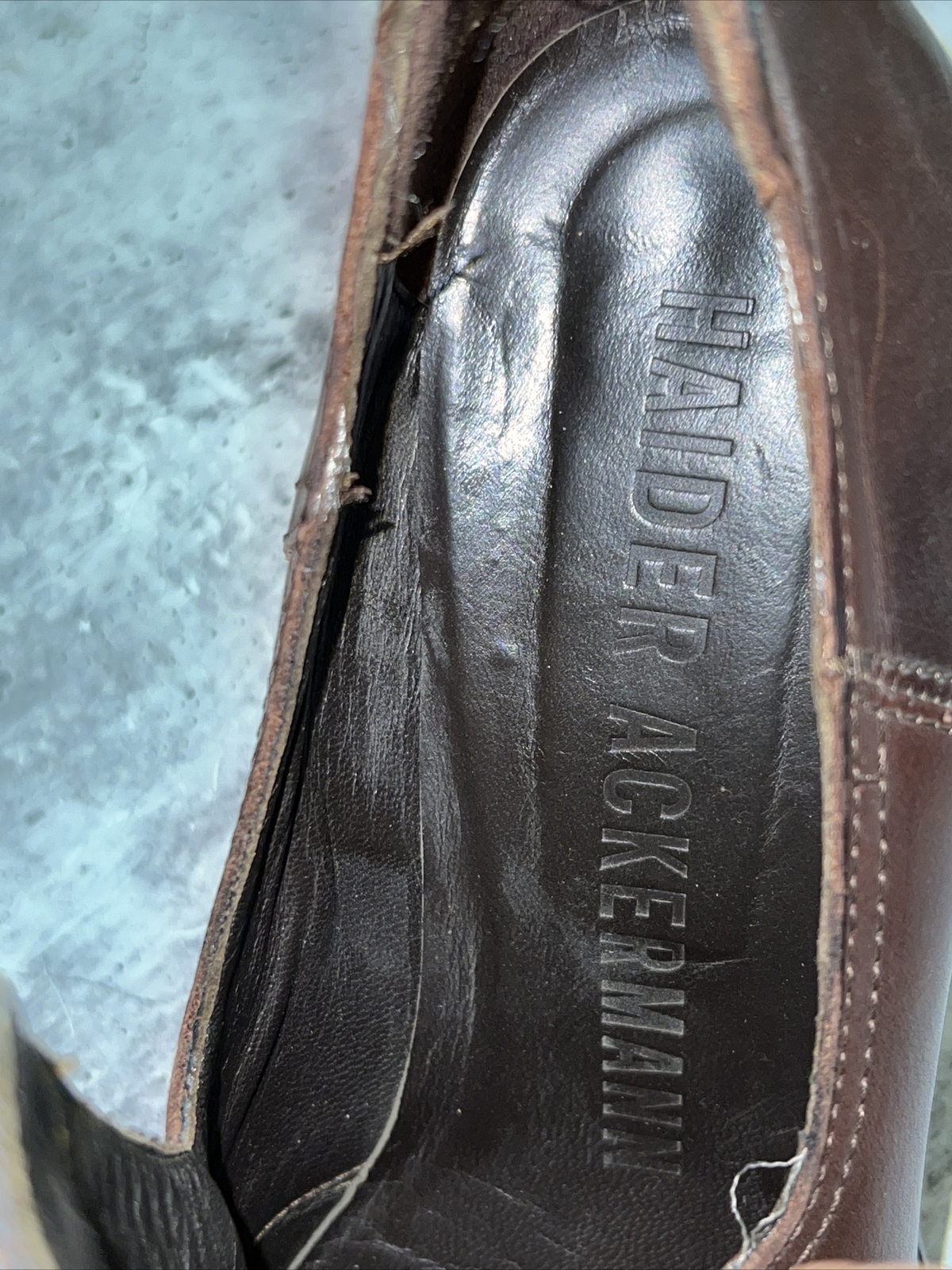 Vintage Haider Ackerman dark brown leather thong boot… - Gem