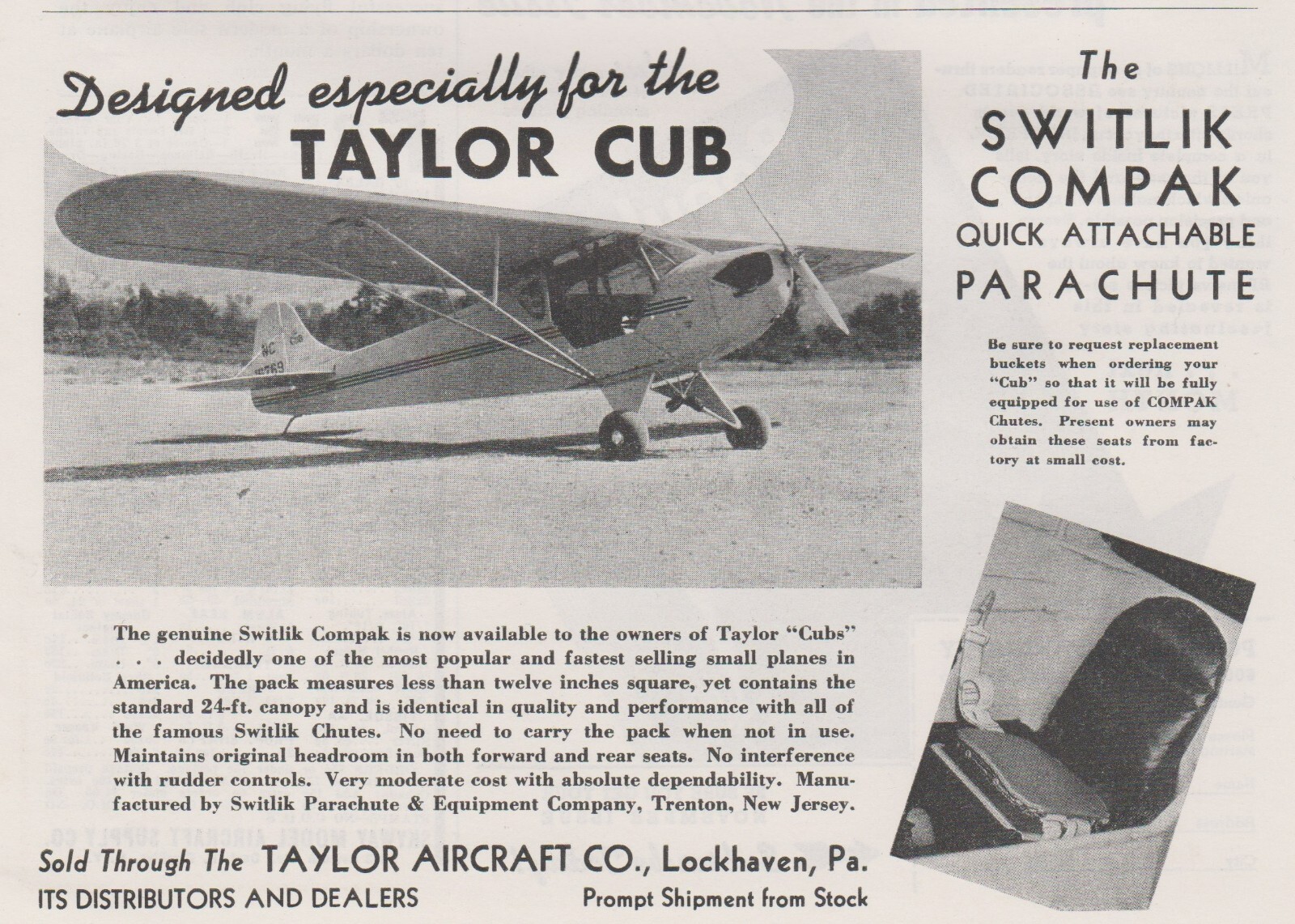 Aviation Magazine Print - Taylor Cub - Taylor Aircraft Co., Lockhaven ...