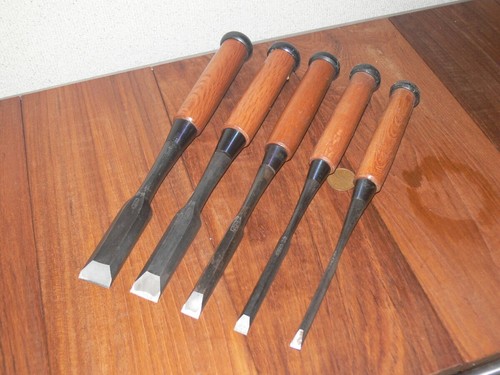 Yonehiro Chu Tataki Nomi Japanese Timber Chisels Set of 5 - 6, 9, 12 ...