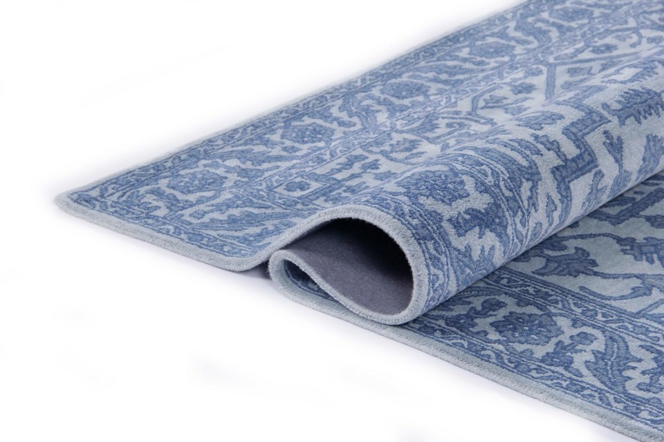 Floral Light Blue Oriental Oushak Hand-Tufted 100% Wool Area Rug Carpet ...