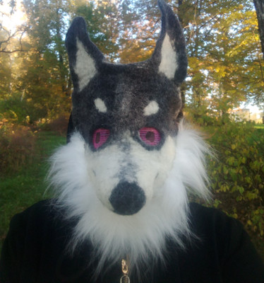 Felted dog wolf mask unisex adults.cosplay mask.animal mask.therian ...