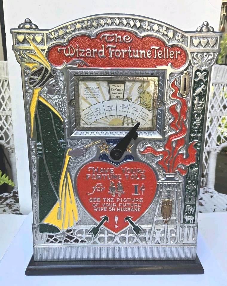 MILLS THE WIZARD FORTUNE TELLER COIN OP 1 CENT TRADE STIMULATOR MACHINE ...