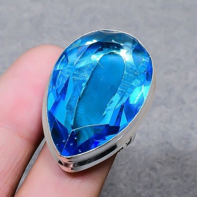 Faceted London Blue Topaz Pear Shape Gemstone Jewelry Adjustable ...