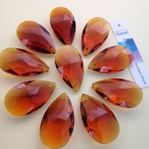 12pcs 38mm Amber Teardrop Chandelier Crystal Prisms Suncatchers Hanging ...