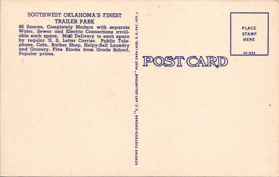 LAWTON, OKLAHOMA - LA SILL COURTS & TRAILER PARK BIRDSEYE VINTAGE LINEN ...