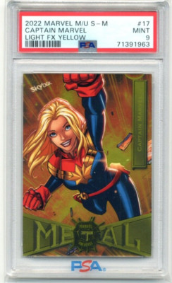 2022 Marvel Metal Universe Spider-Man 17 Captain Marvel Light FX Yellow ...