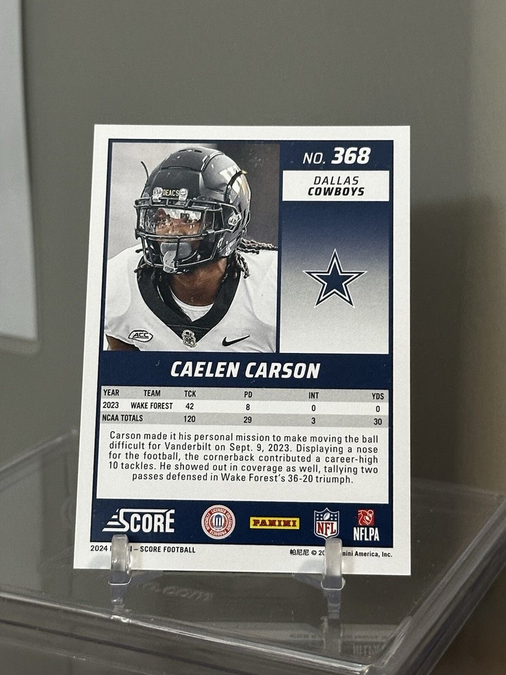 Caelen Carson 2024 Score #368 Refractor 110/135 Rookie RC Cowboys | eBay
